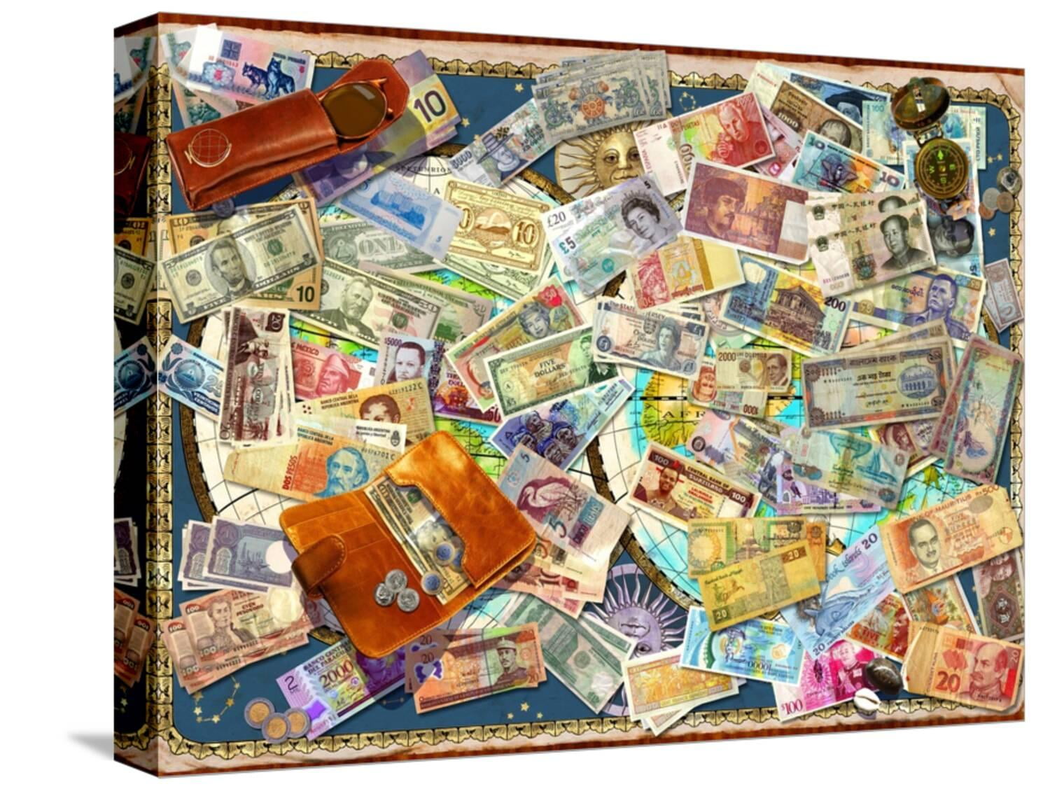Art.com Currency Map (Variant 1) Stretched Canvas Print Wall Art by ...