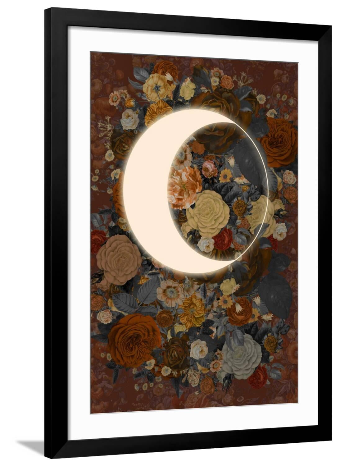 Art.com Dark Floral Lunar Eclipse Art Print, Black Frame Wall Art, 32 ...
