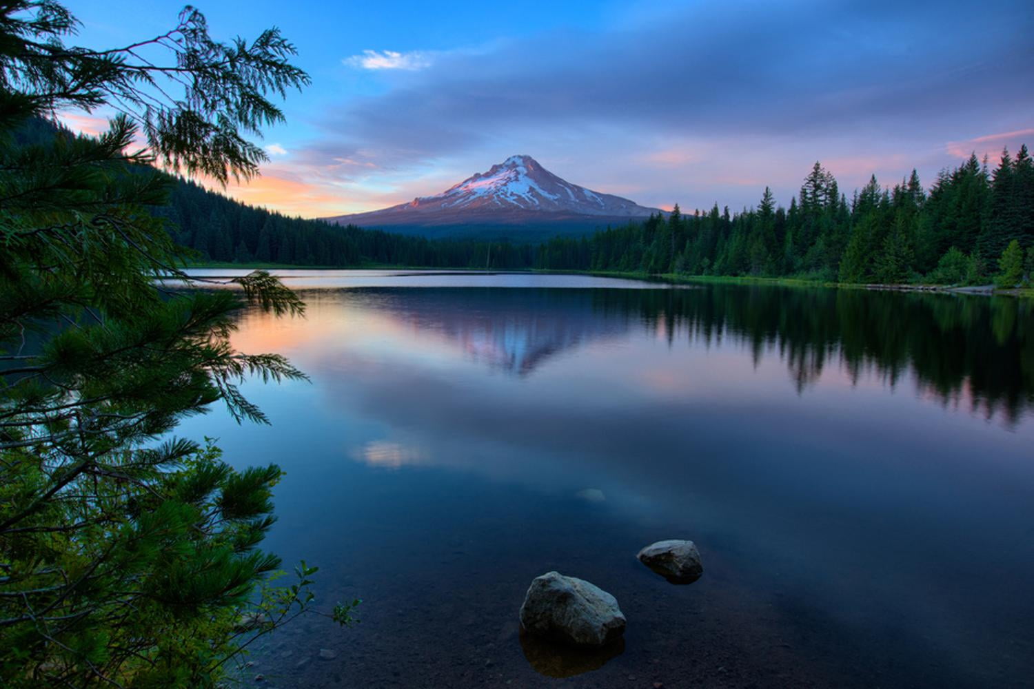 Art.com Day's End at Trillium Lake Reflection, Summer Mount Hood Oregon ...