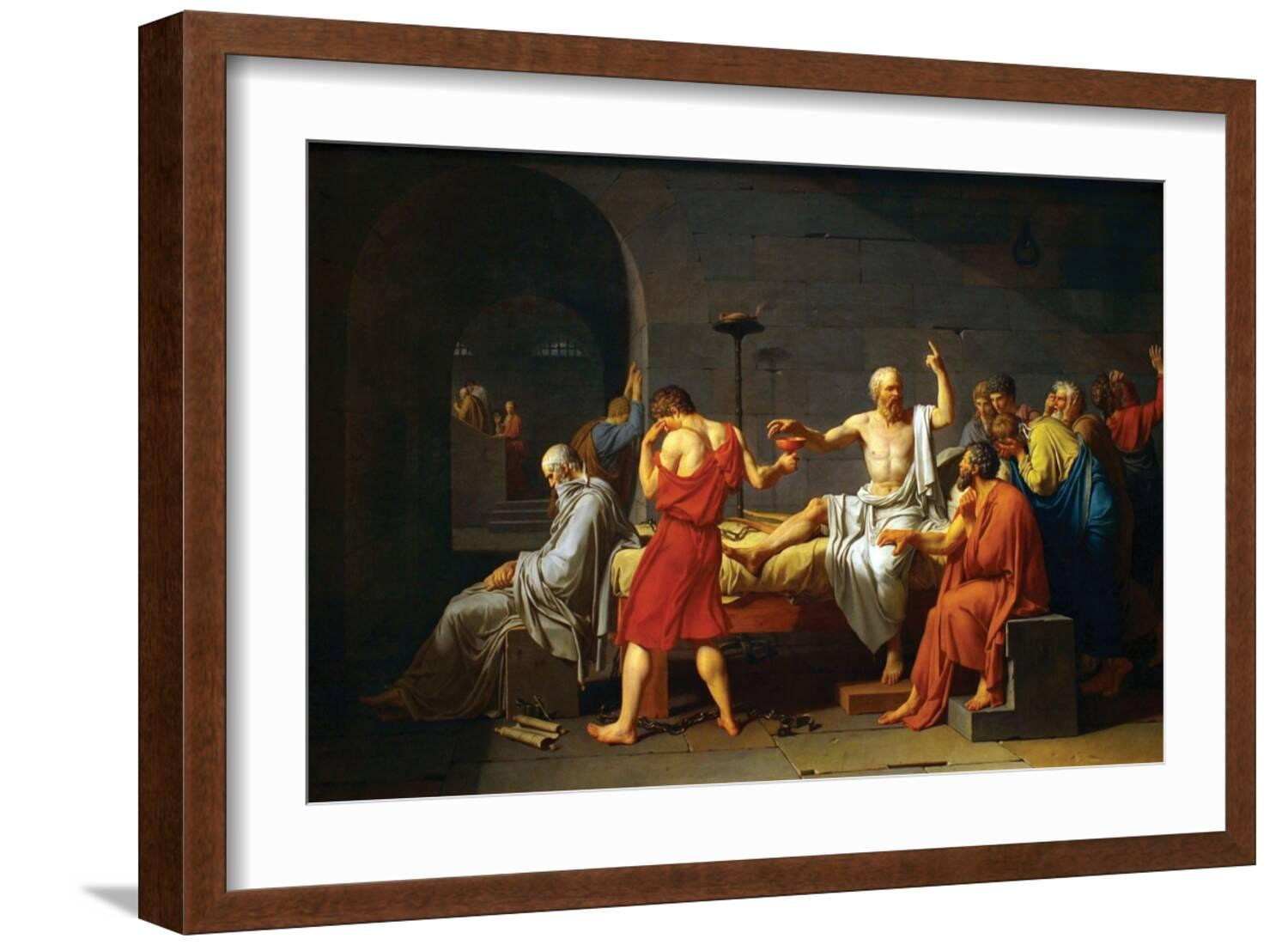 Art.com Death of Socrates Art Print by Jacques-Louis David, Brown Frame ...