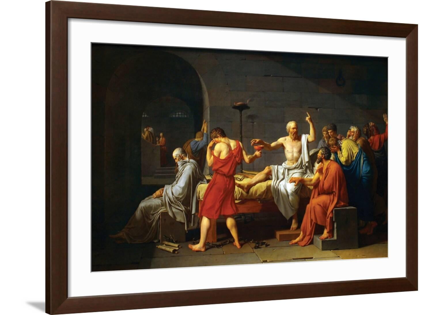 Art.com Death of Socrates Art Print by Jacques-Louis David, Brown Frame ...