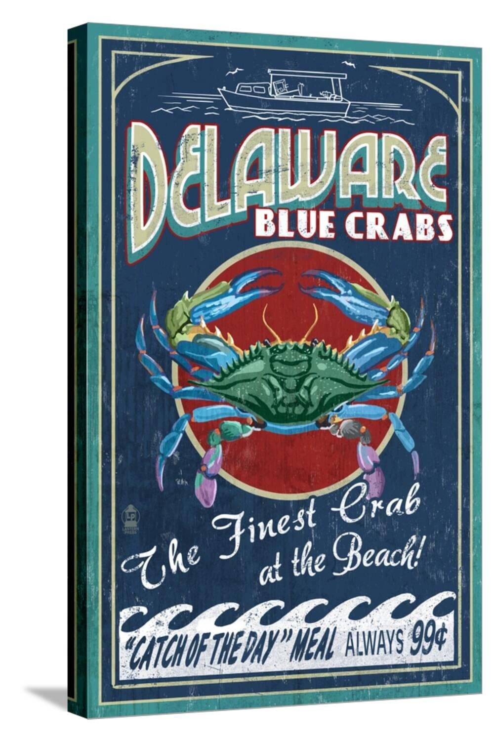 Art.com Delaware Blue Crabs - Best at the Beach Stretched Canvas Print ...