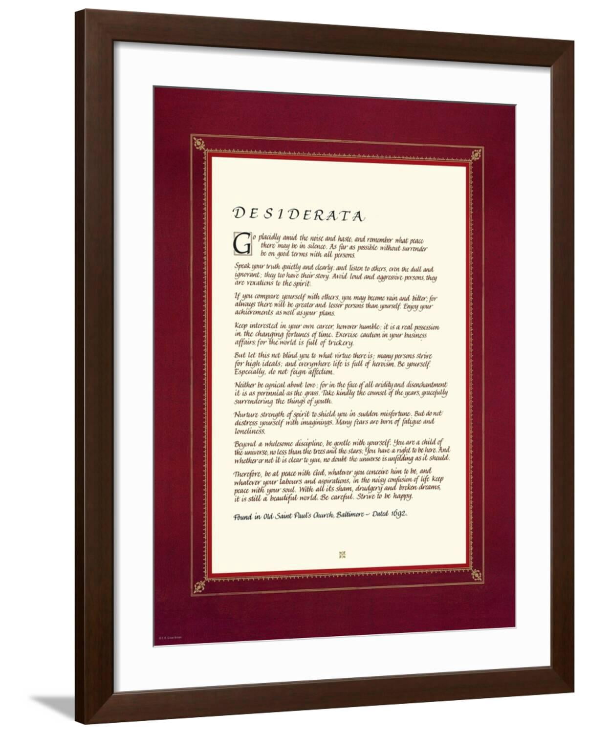 Art.com Desiderata Art Print, Brown Frame Wall Art, 32" x 40" - Walmart.com