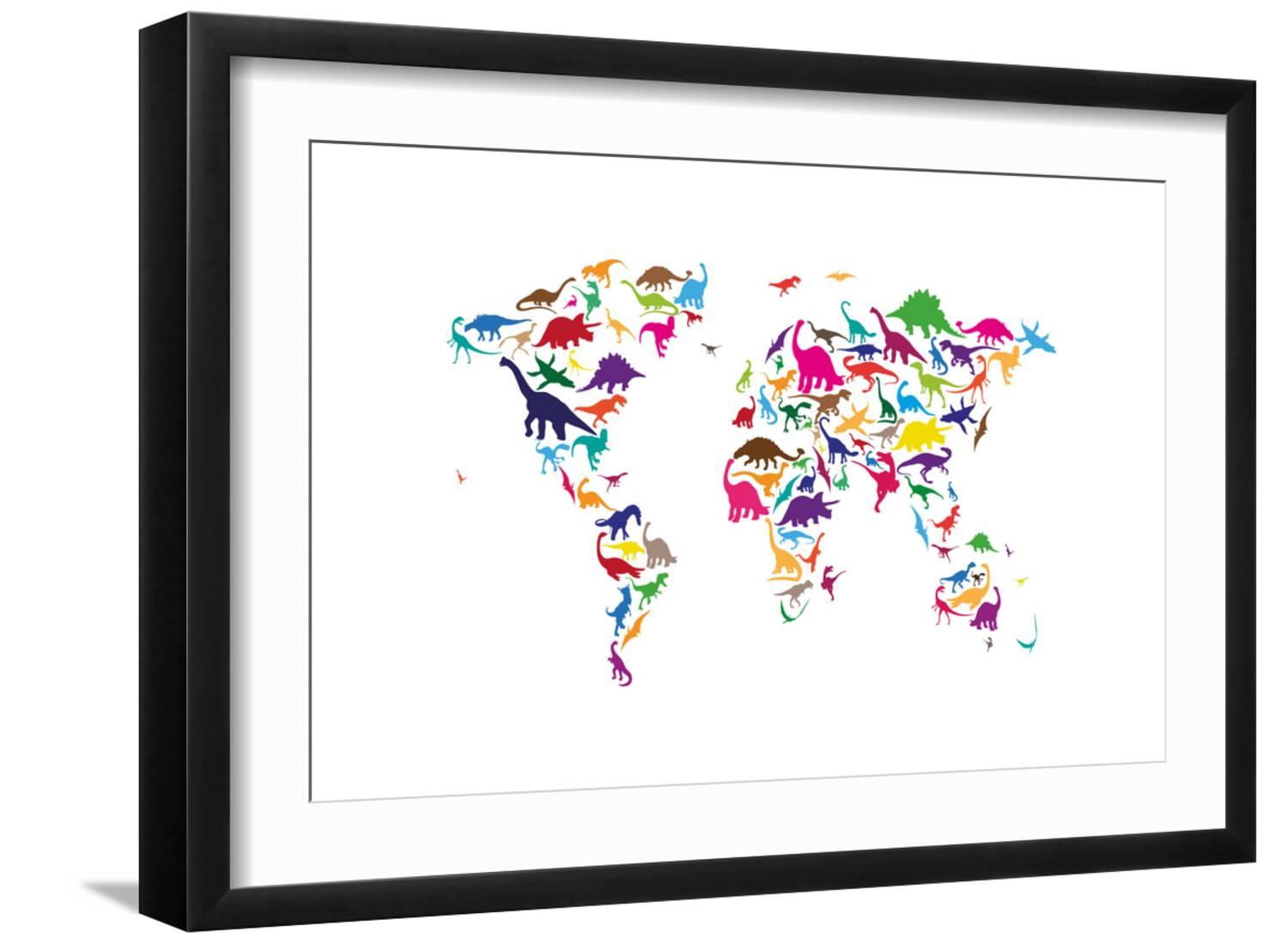 Art.com Dinosaur Map of the World Map Art Print by Michael Tompsett ...