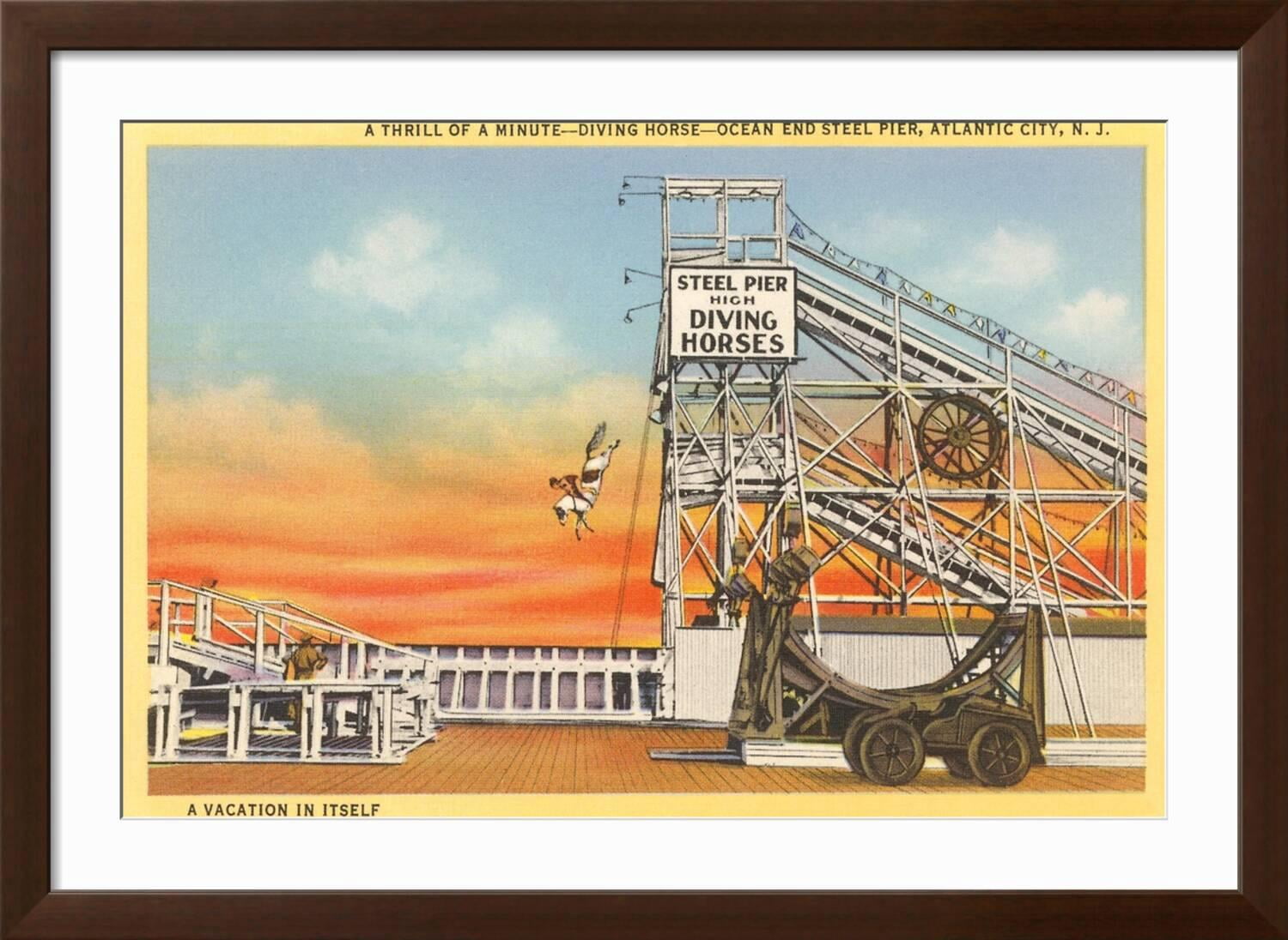 Art.com Diving Horse, Atlantic City, New Jersey Art Print, Brown Frame ...