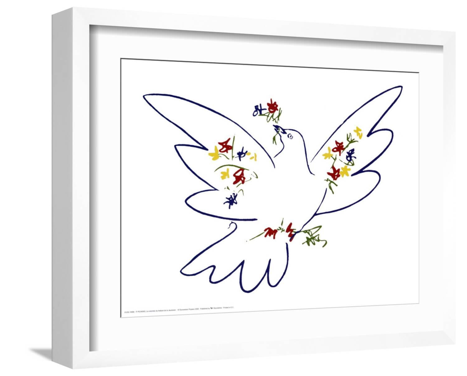 Art.com Dove of Peace Art Print by Pablo Picasso, White Frame Wall Art ...