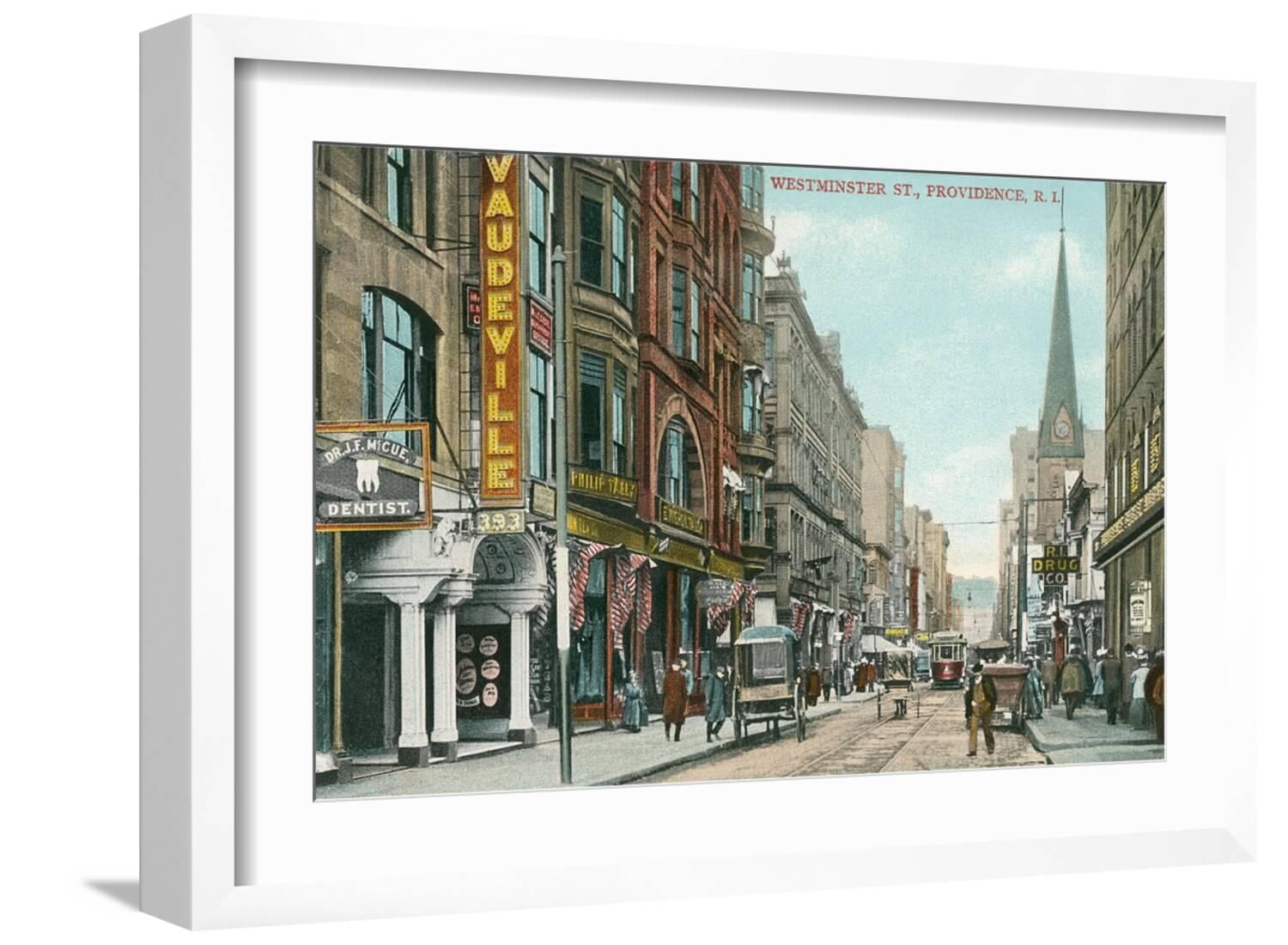 Art.com Downtown Providence, Rhode Island Art Print, White Frame Wall ...
