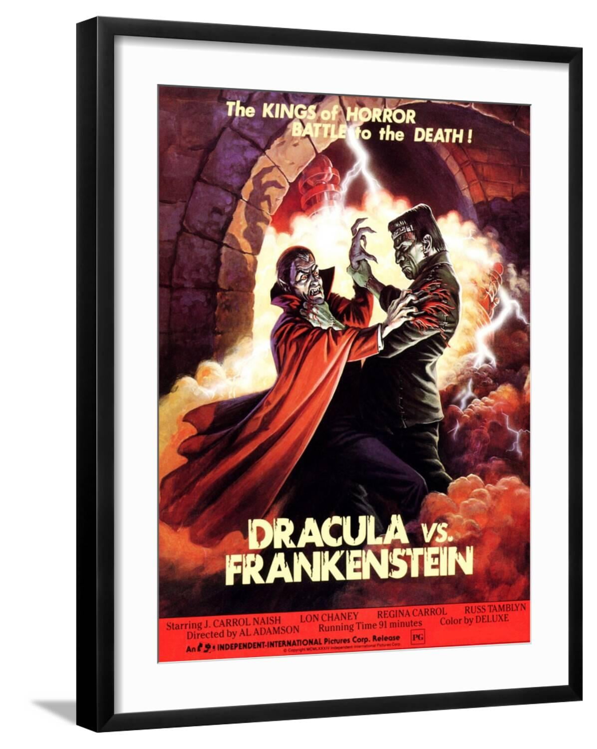 Art.com Dracula vs. Frankenstein, Zandor Vorkov, John Bloom, 1971 Art Print, Black Frame Wall ...