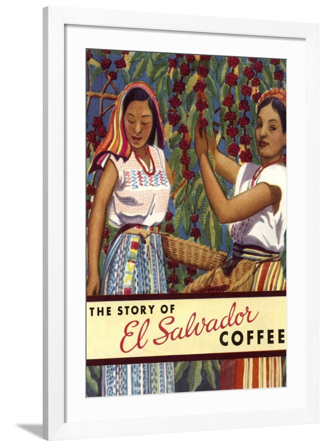 Art.com El Salvador Coffee, Pickers Art Print, White Frame Wall Art, 32 ...