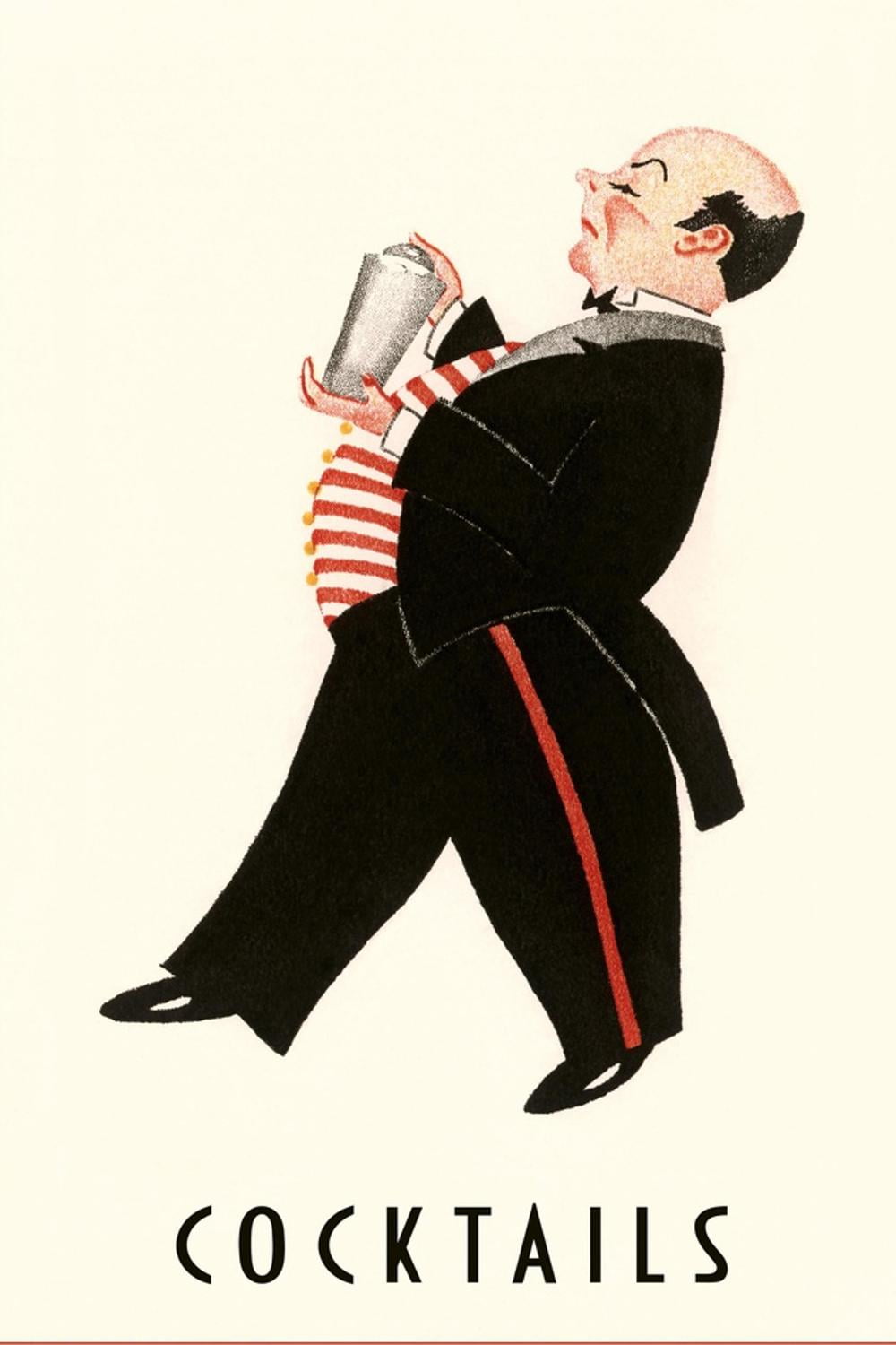 Art.com English Butler with Martini Shaker Art Print, 12" x 18 ...