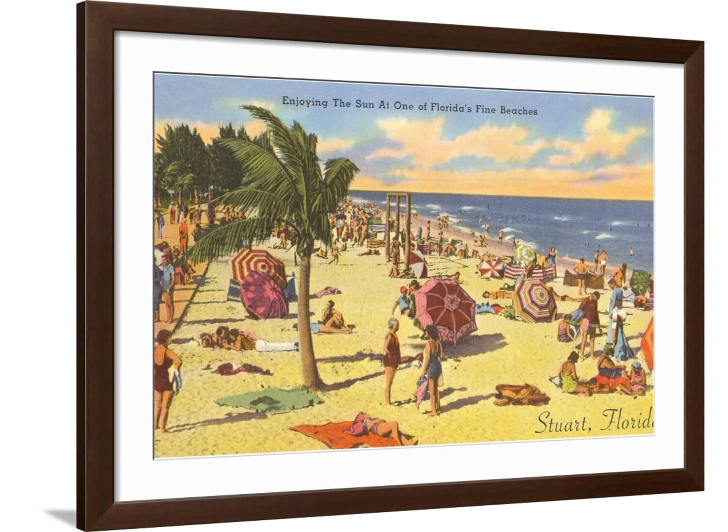 Art.com Enjoying the Sun in Stuart, Florida Art Print, Brown Frame Wall ...