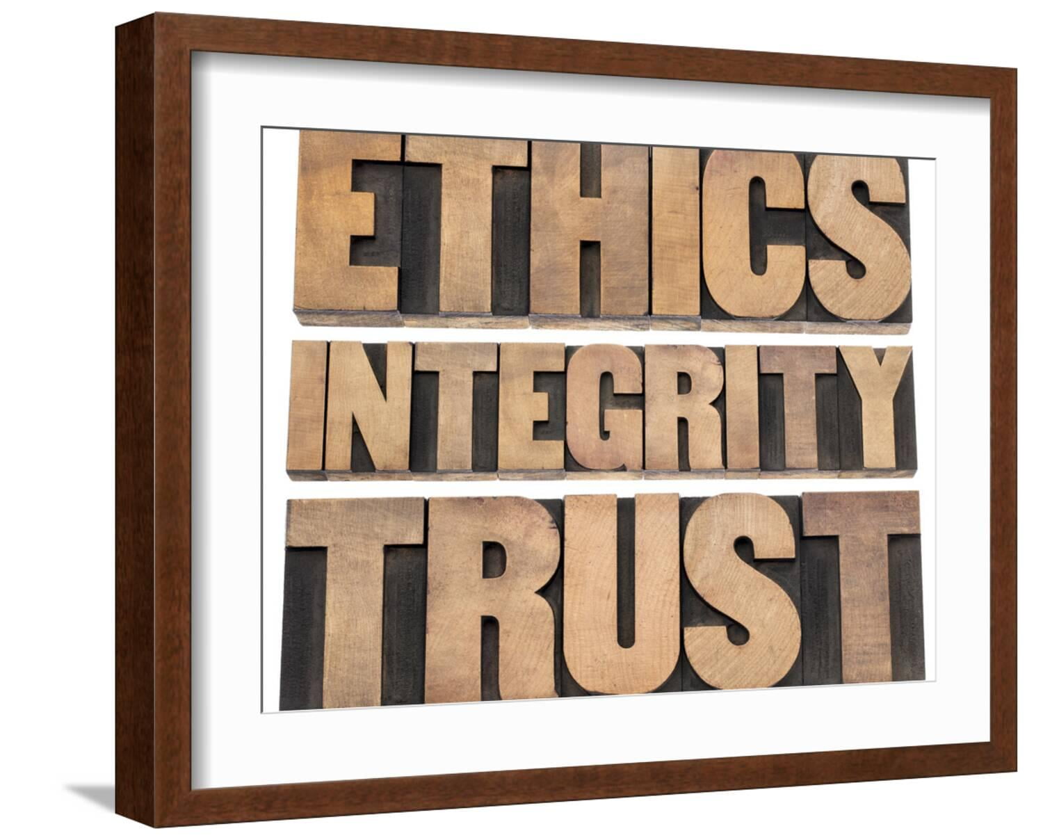 Art.com Ethics, Integrity, Trust Word Art Print by PixelsAway, Brown ...