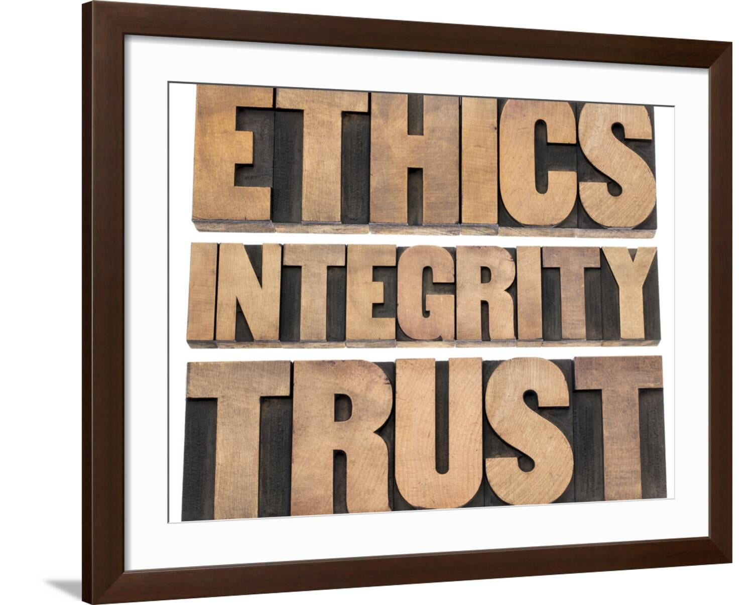 Art.com Ethics, Integrity, Trust Word Art Print by PixelsAway, Brown ...