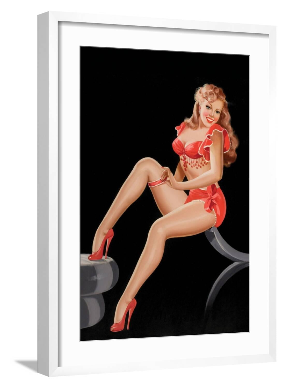 Art.com Eyeful Magazine: Pinup in Red Art Print by Peter Driben, White Frame Wall Art, 21" x 29 ...