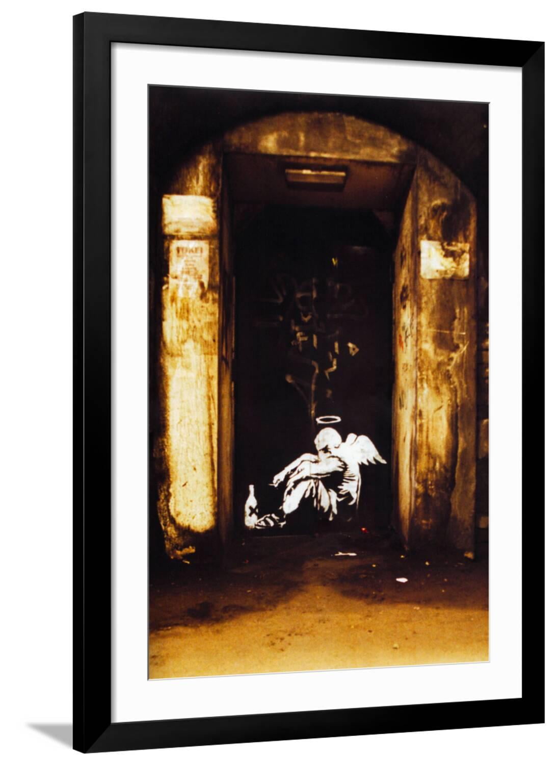 Art.com Fallen Angel Smoking Drinking Art Print, Black Frame Wall Art ...