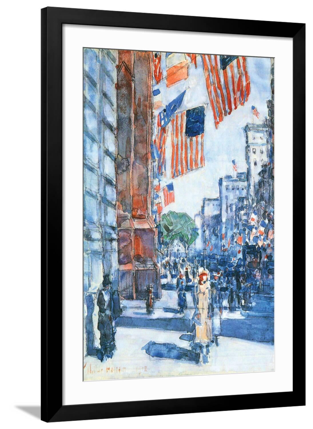 Art.com Flags, Fifth Avenue Art Print by Childe Hassam, Black Frame ...
