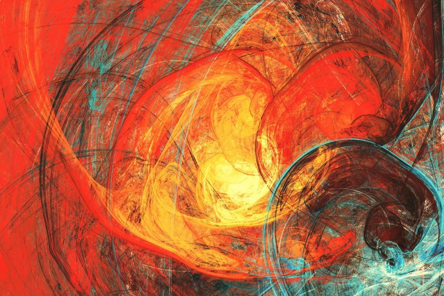 Art.com Flaming Sun. Abstract Painting Texture in Summer Color. Modern ...