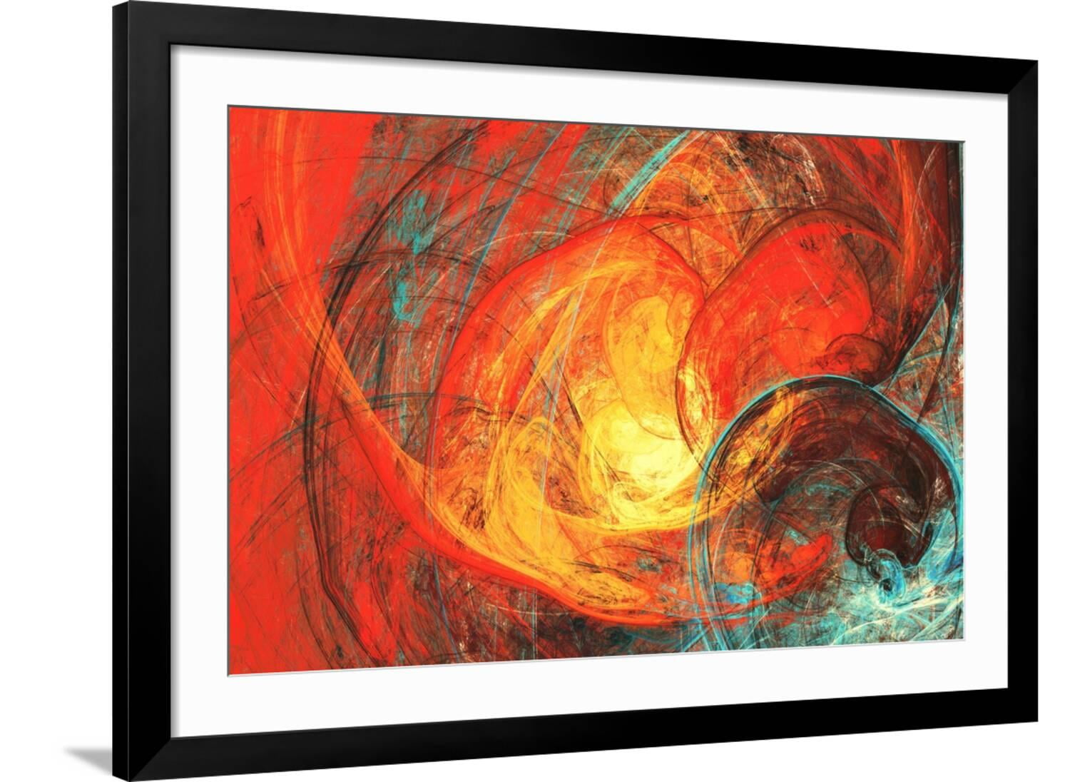 Art.com Flaming Sun. Abstract Painting Texture in Summer Color. Modern ...