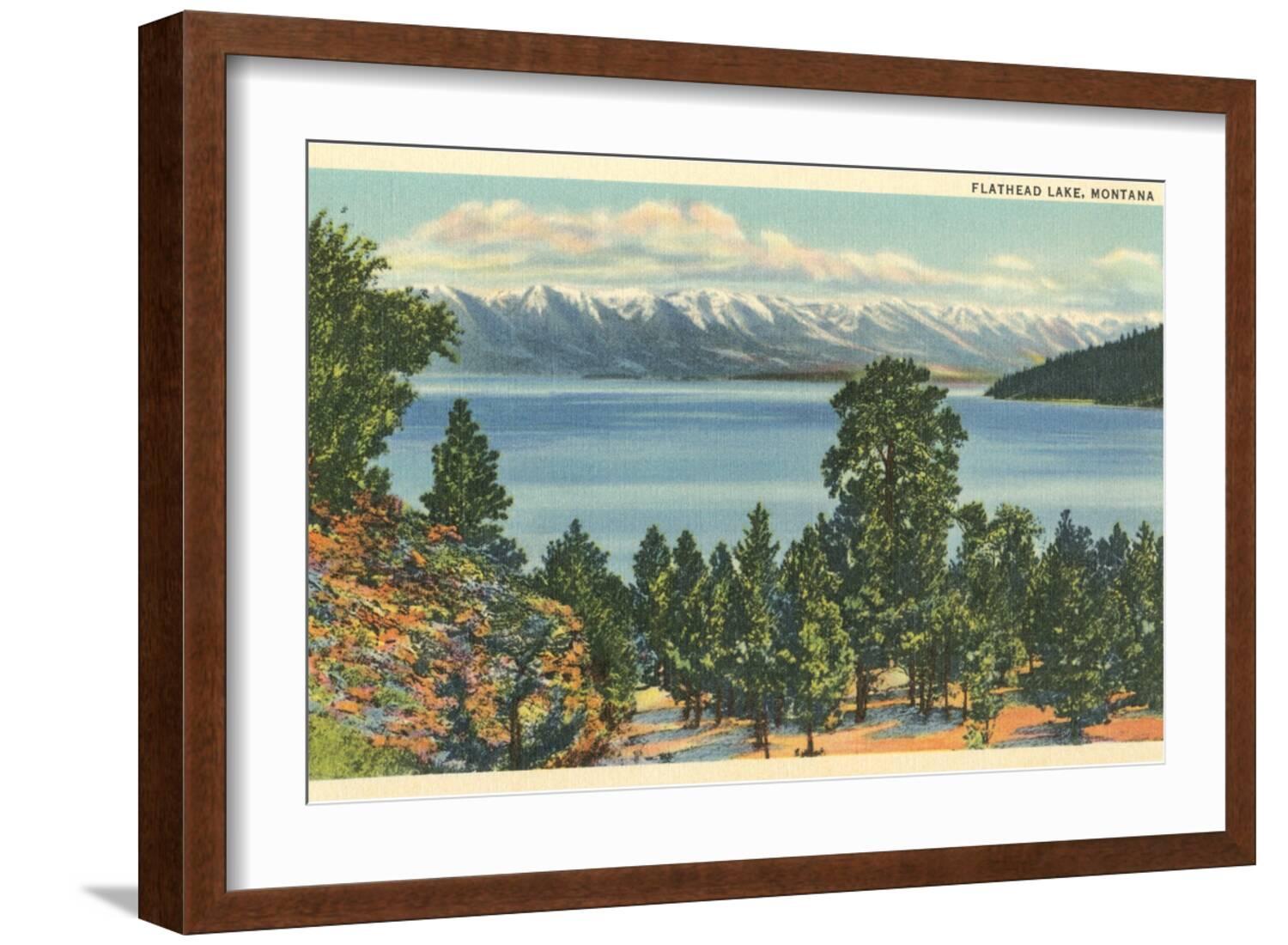 Art.com Flathead Lake, Montana Art Print, Brown Frame Wall Art, 23" x ...