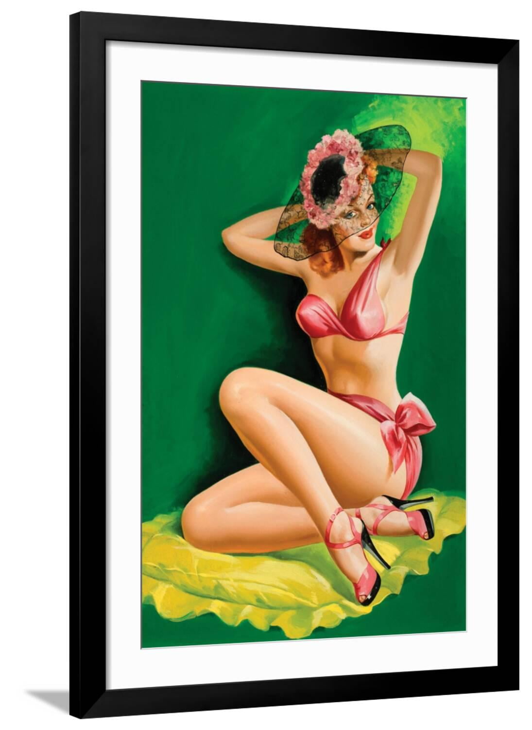 Art.com Flirt Magazine; Pinup with Hat Art Print by Peter Driben, Black Frame Wall Art, 32" x 44 ...