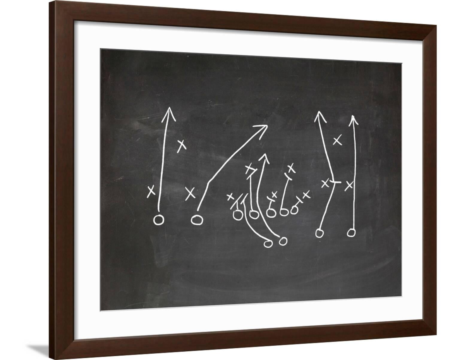Art.com Football Play Strategy Drawn Out On A Chalk Board Art Print by ...