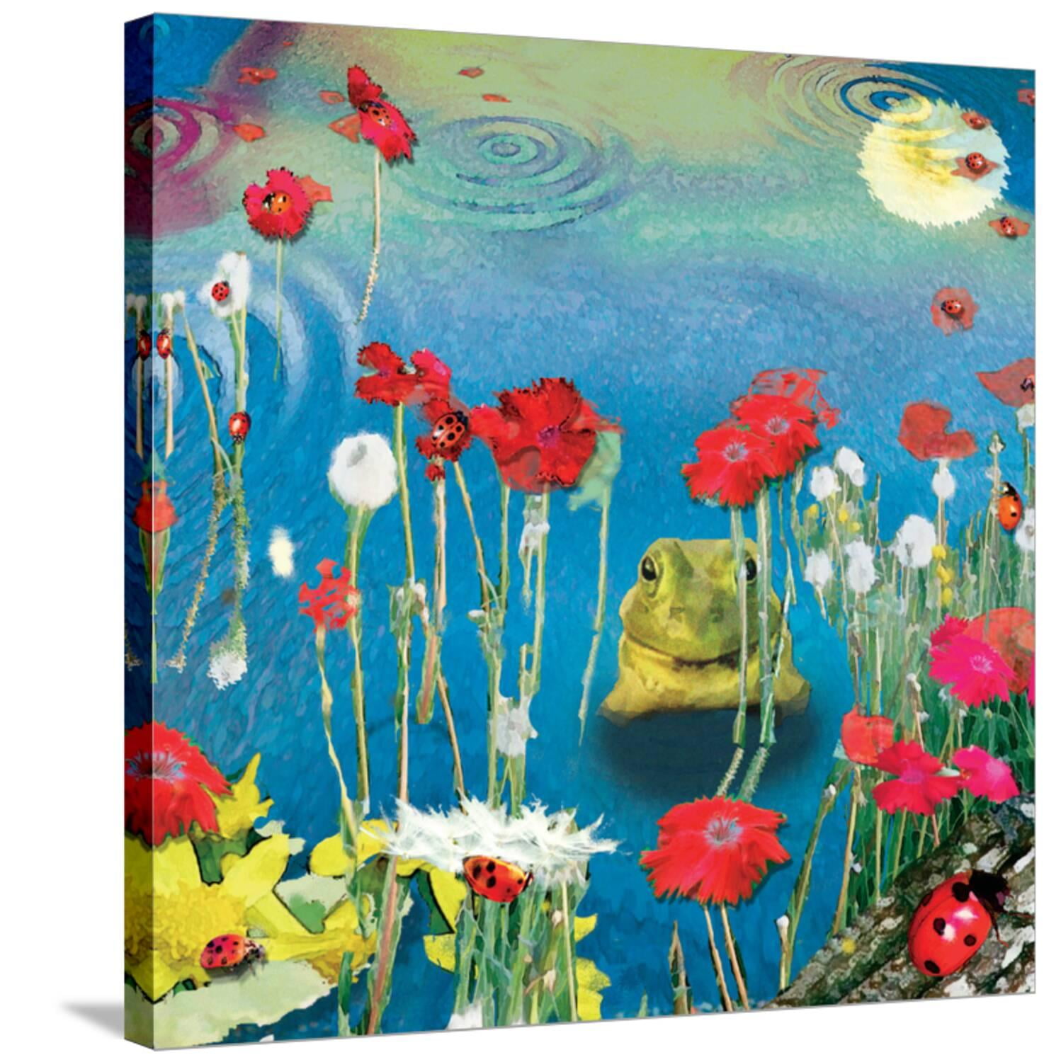 Art.com Frog And Ladybugs Stretched Canvas Print Wall Art by Nancy ...