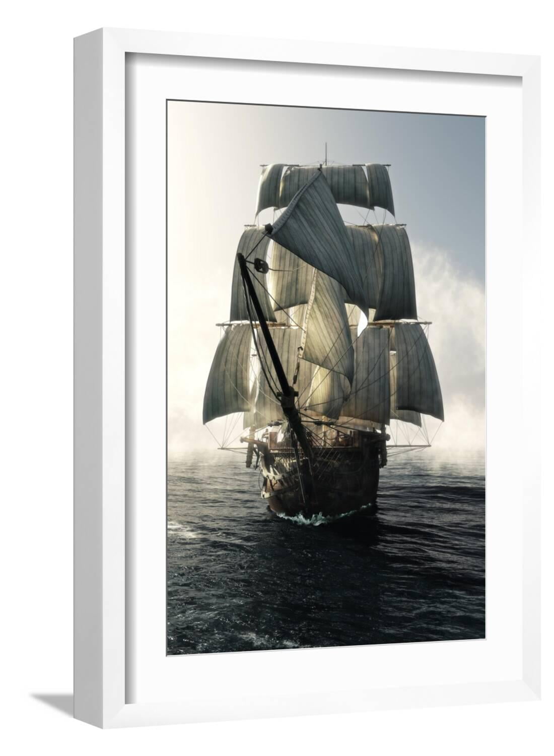 Art.com Front View of a Pirate Ship Vessel Piercing through the Fog ...