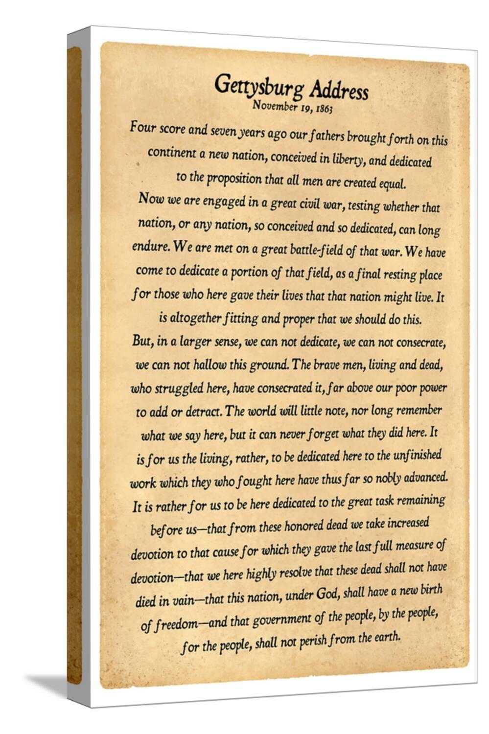 Art.com Gettysburg Address Full Text Stretched Canvas Print Wall Art ...