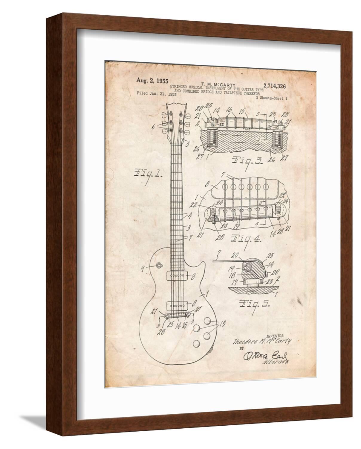 Art.com Gibson Les Paul Guitar Patent Art Print by Cole Borders, Brown ...