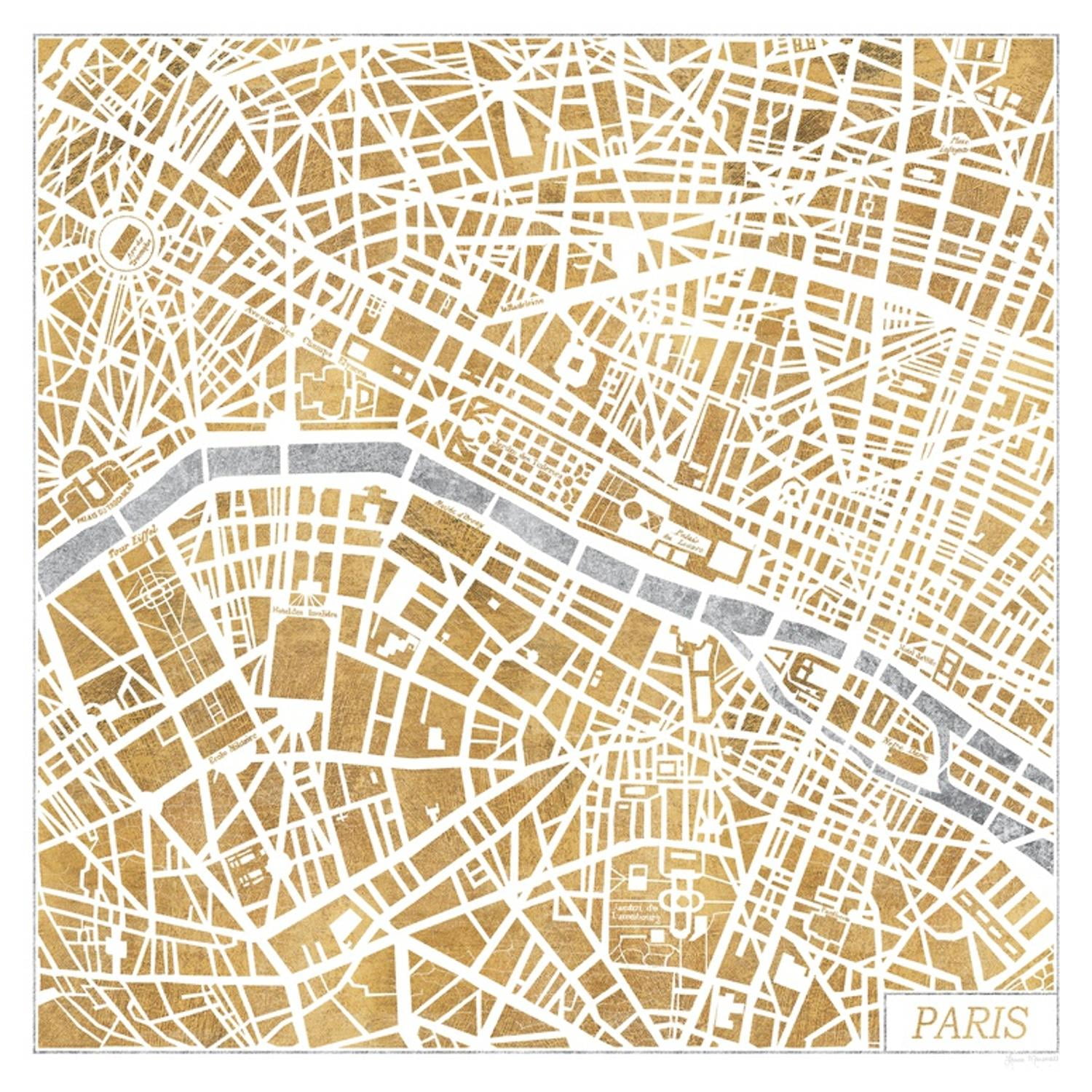 Art.com Gilded Paris Map Art Print by Laura Marshall, 16" x 16 ...