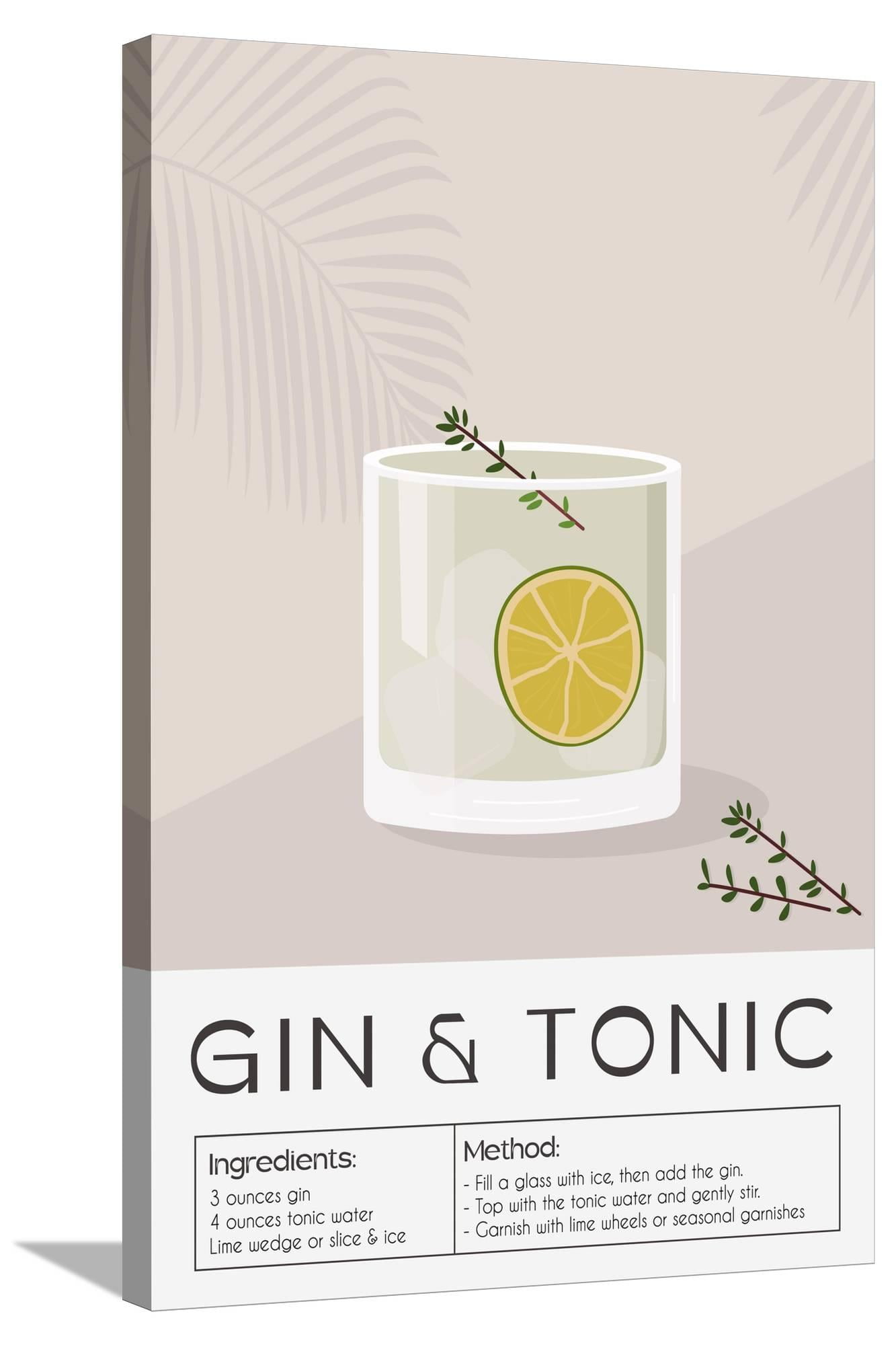 Art.com Gin Tonic Cocktail Garnished with Slice of Lime and Rosemary ...