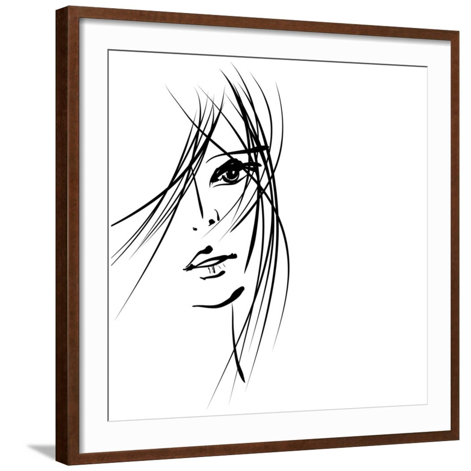 Art.com Girl Face Symbols Art Print by Irina QQQ, Brown Frame Wall Art ...