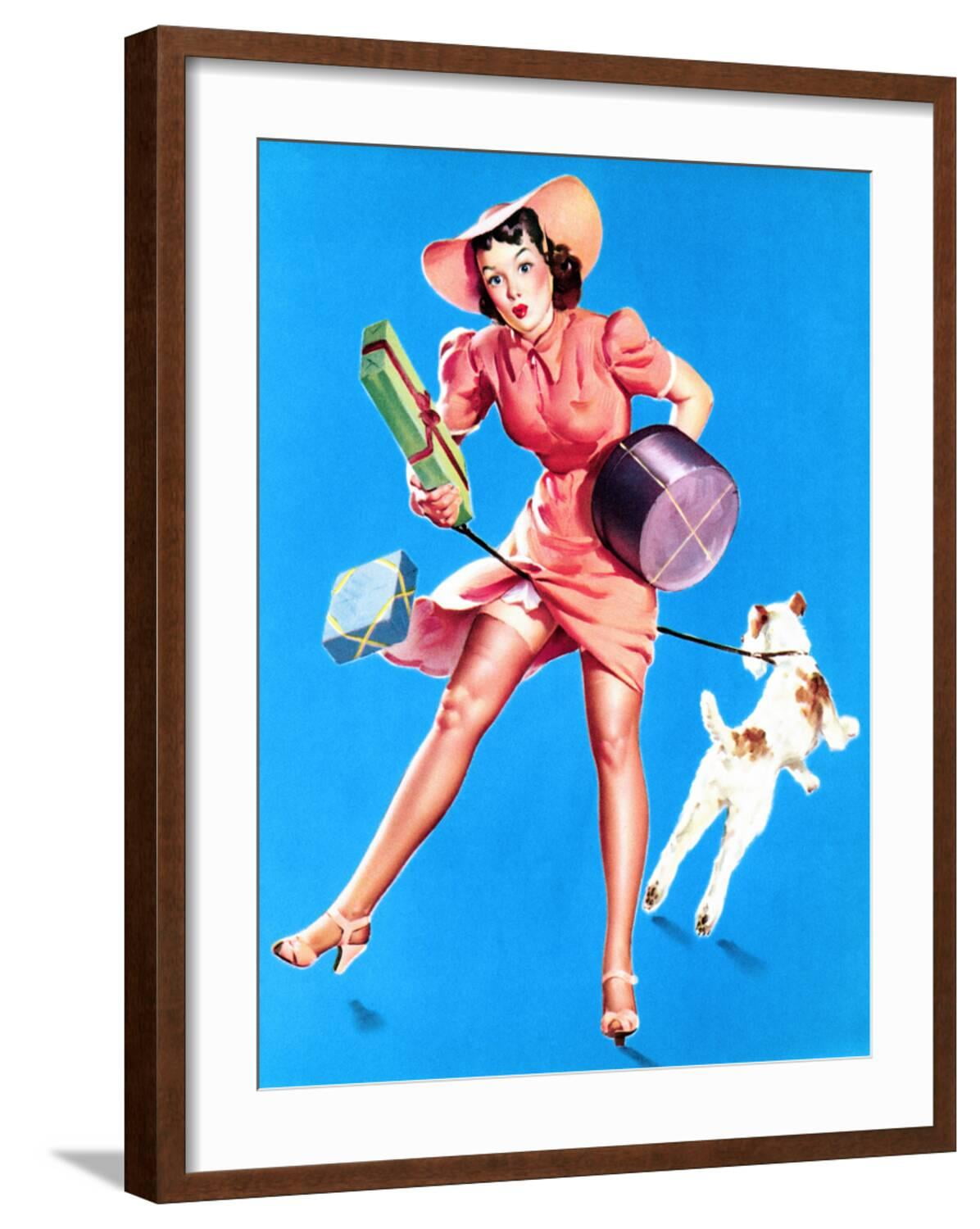 Art.com Help Wanted! Pin-Up with Dog 1939 Art Print by Gil Elvgren ...