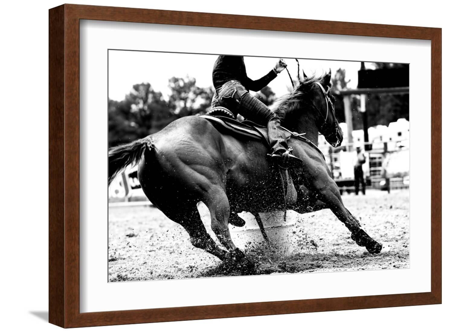 Art.com High Contrast, Black and White Closeup of a Rodeo Barrel Racer ...
