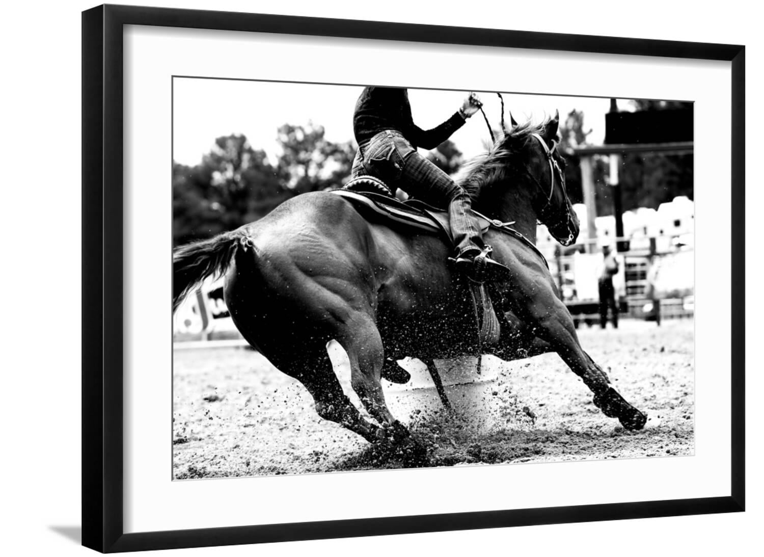 Art.com High Contrast, Black and White Closeup of a Rodeo Barrel Racer ...