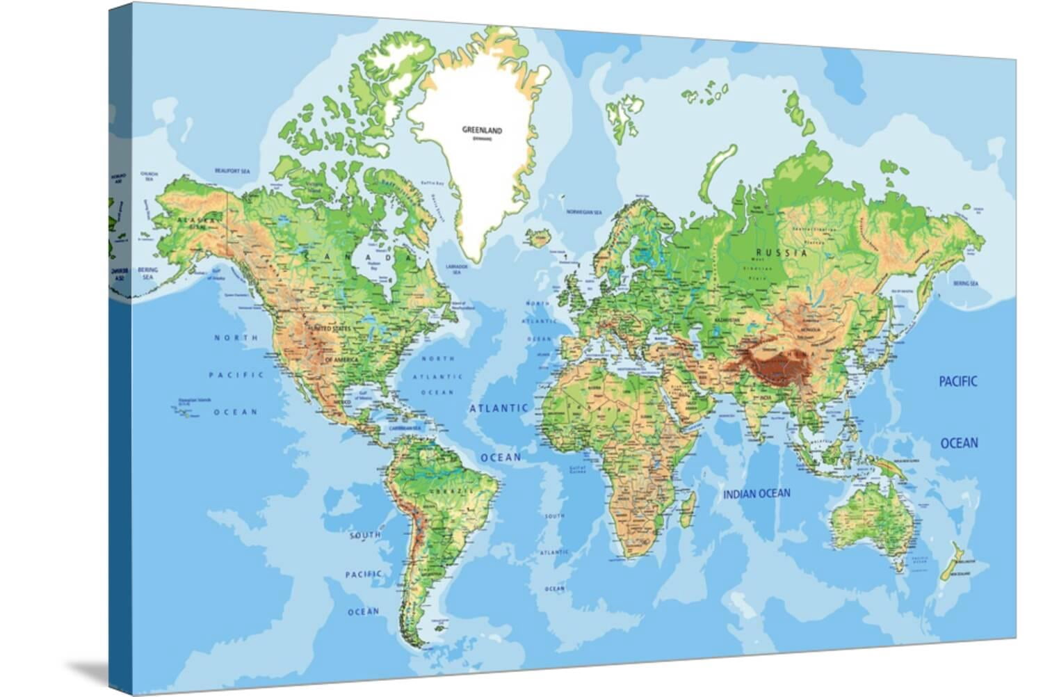 Art.com Highly Detailed Physical World Map with Labeling. Vector ...