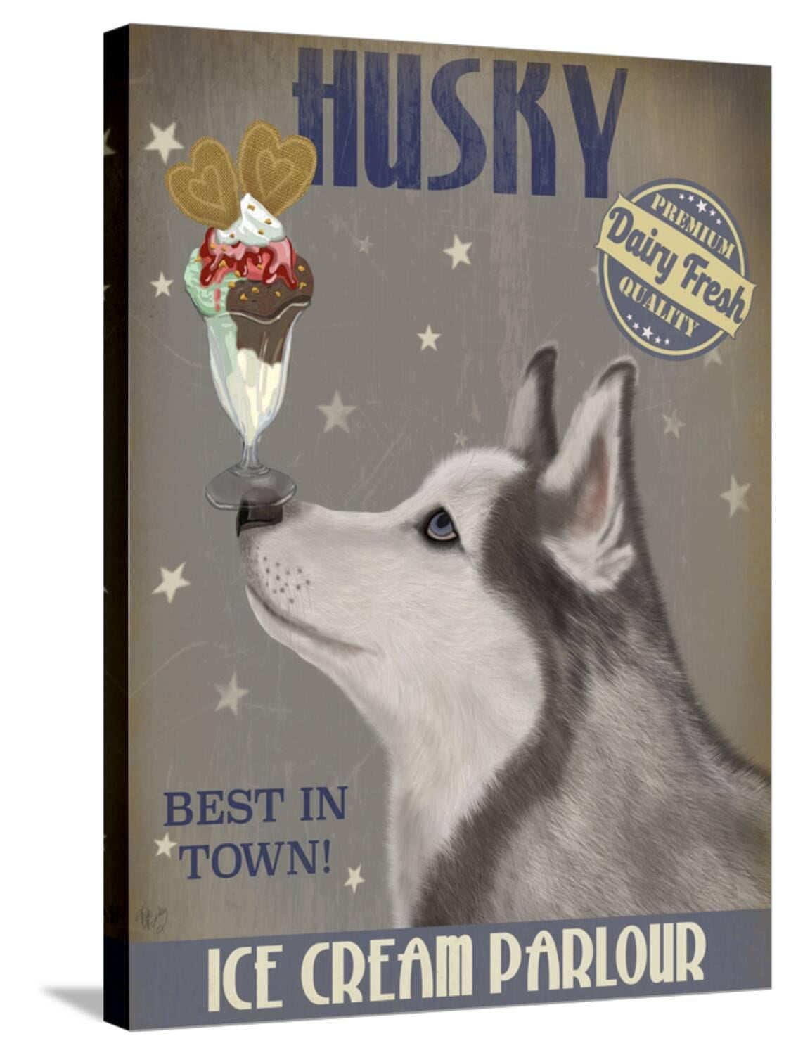 Art.com Husky Ice Cream Stretched Canvas Print Wall Art by Fab Funky ...