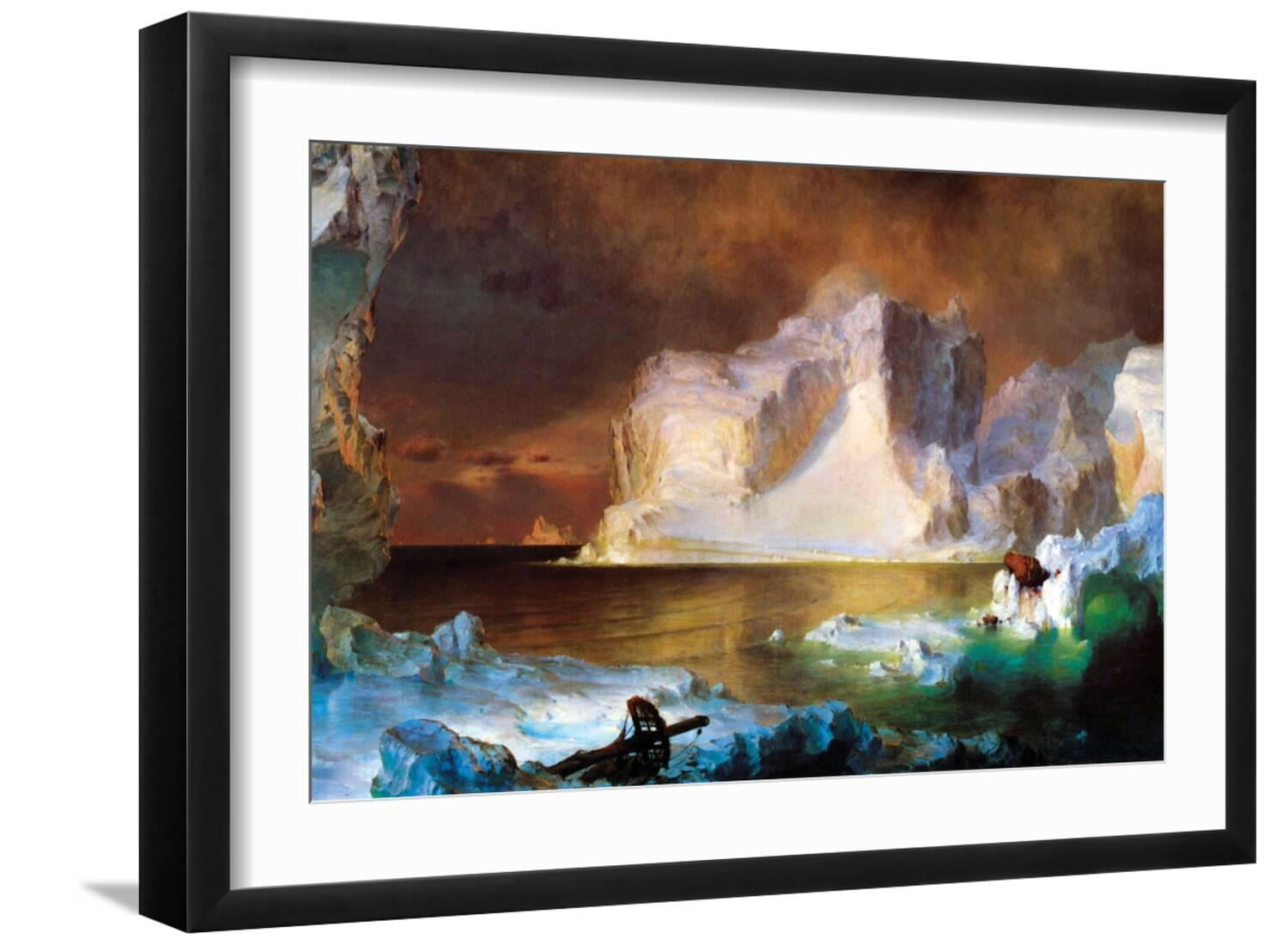 Art.com Iceberg Art Print by Frederic Edwin Church, Black Frame Wall ...