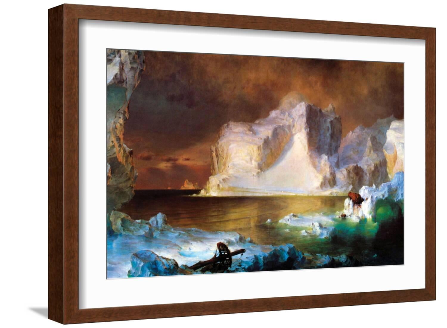 Art.com Iceberg Art Print by Frederic Edwin Church, Brown Frame Wall ...