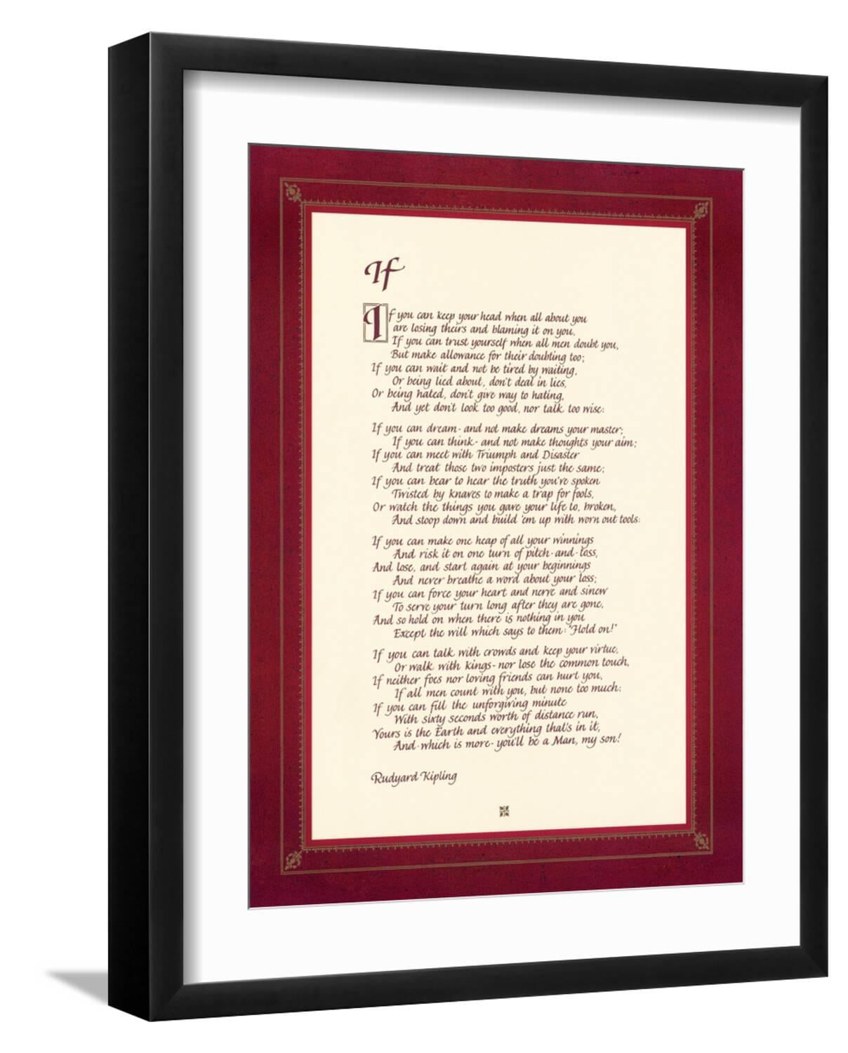 Art.com If Art Print by Rudyard Kipling, Black Frame Wall Art, 17" x 21 ...