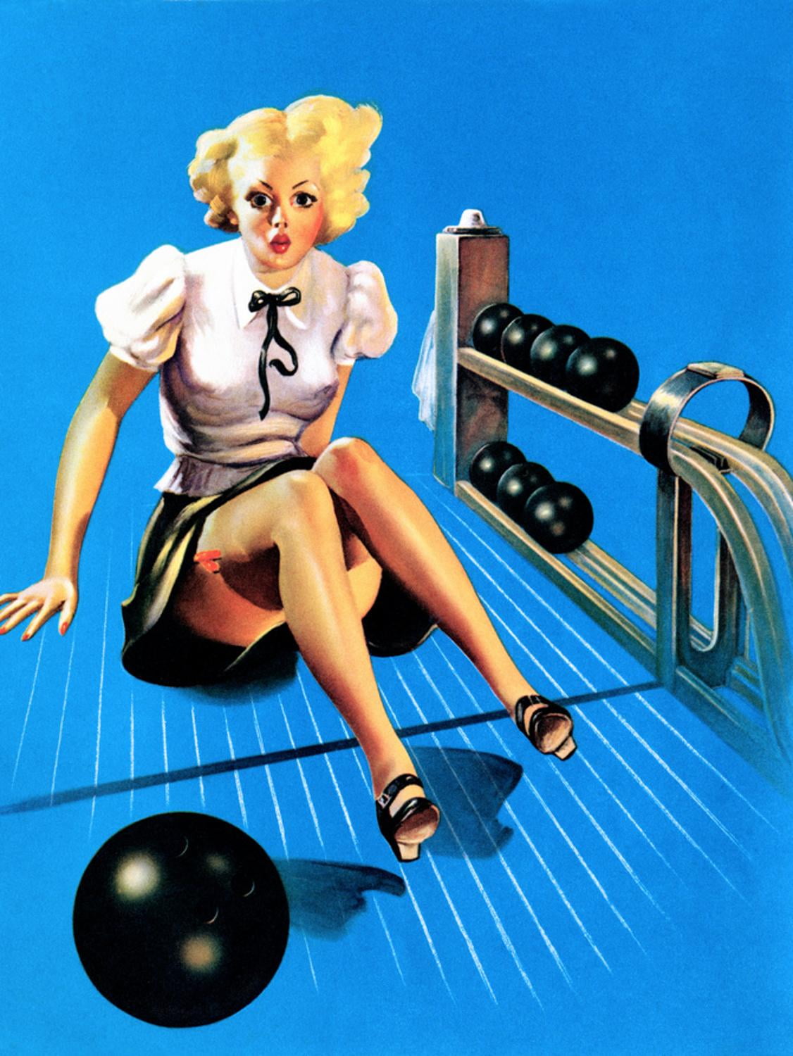 Art.com Is My Face Red! Bowling Pin-Up 1937 Art Print by Gil Elvgren ...