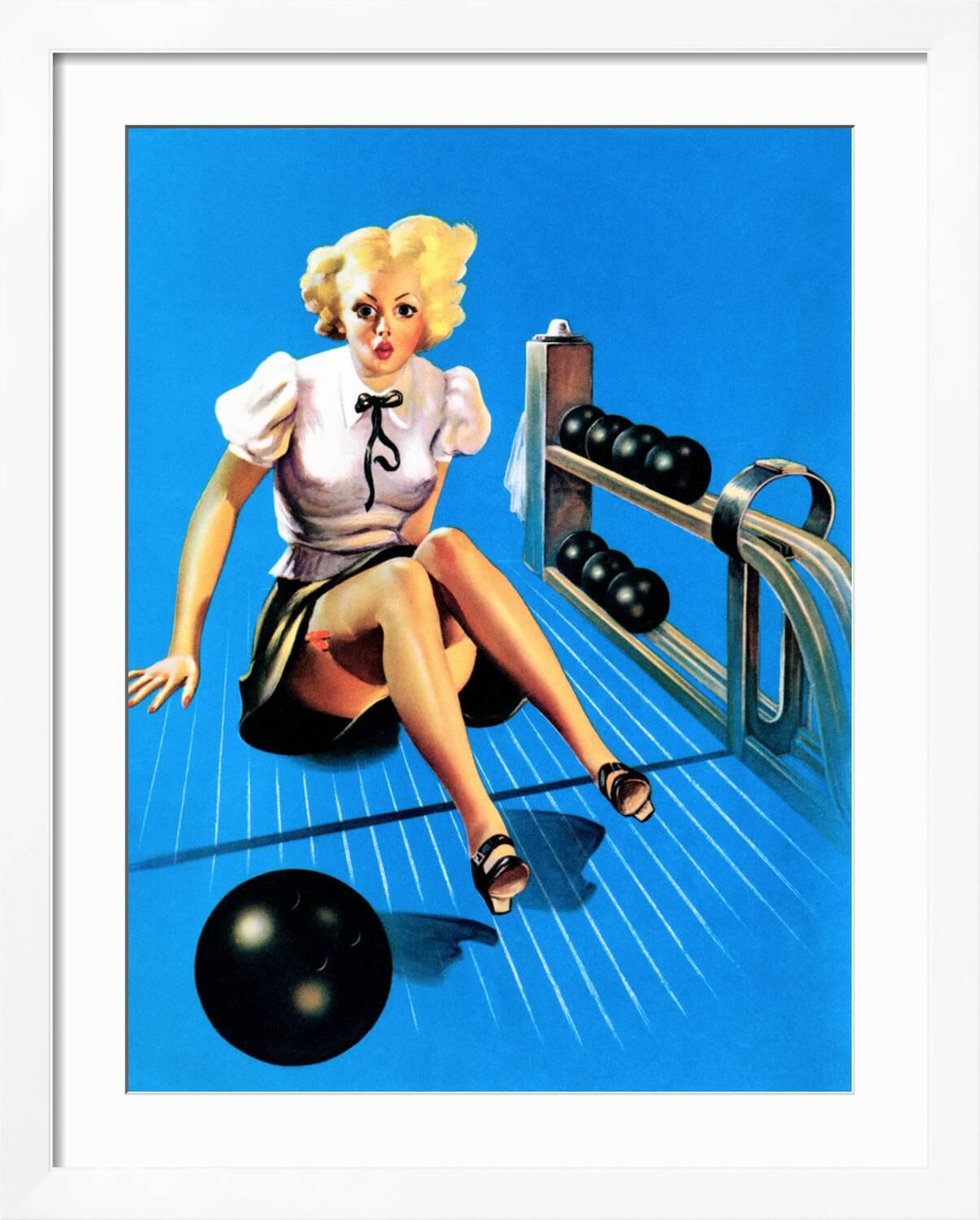 Art.com Is My Face Red! Bowling Pin-Up 1937 Art Print by Gil Elvgren ...