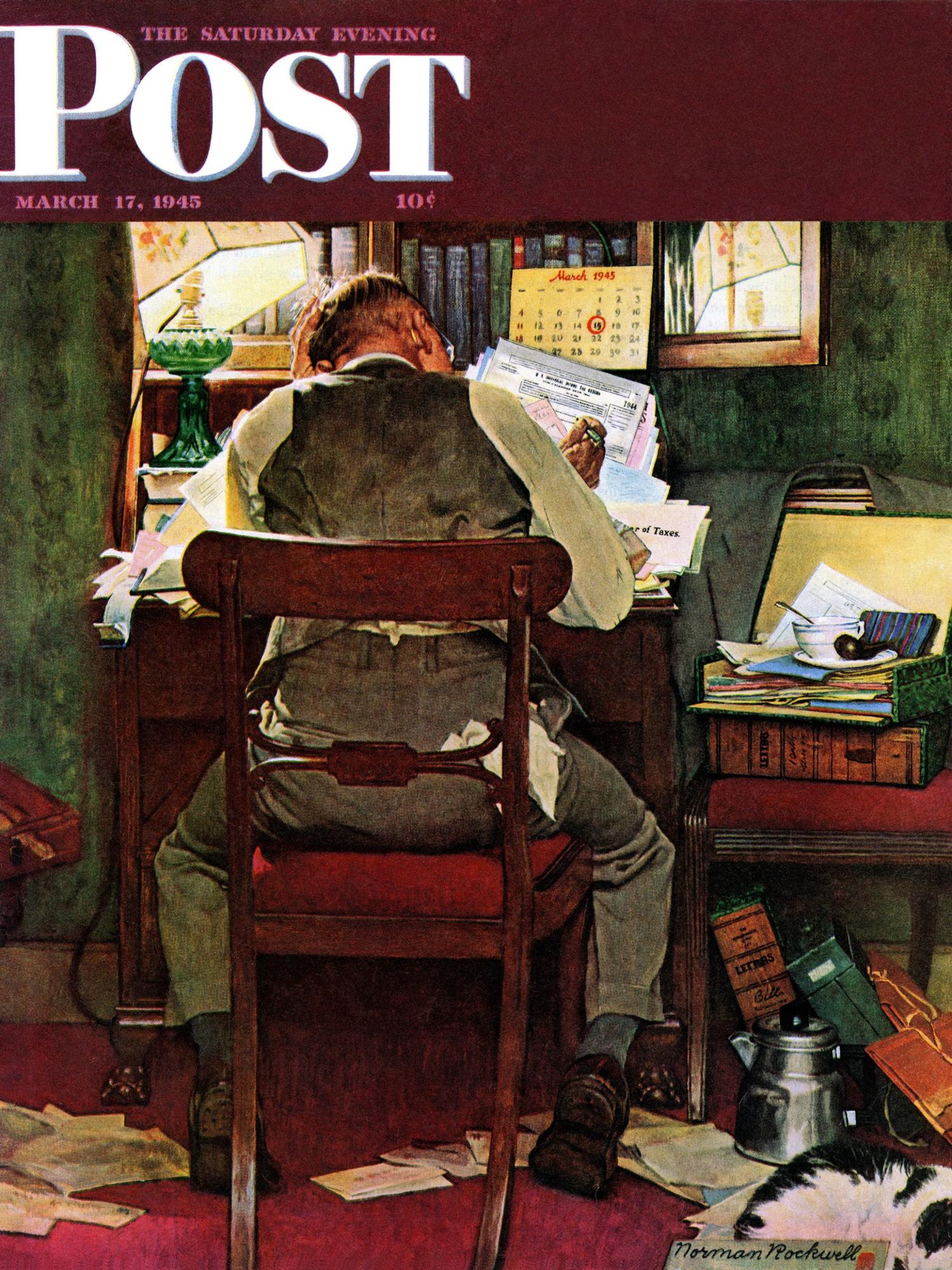 Art.com It's Income Tax Time Again! Saturday Evening Post Cover, March ...