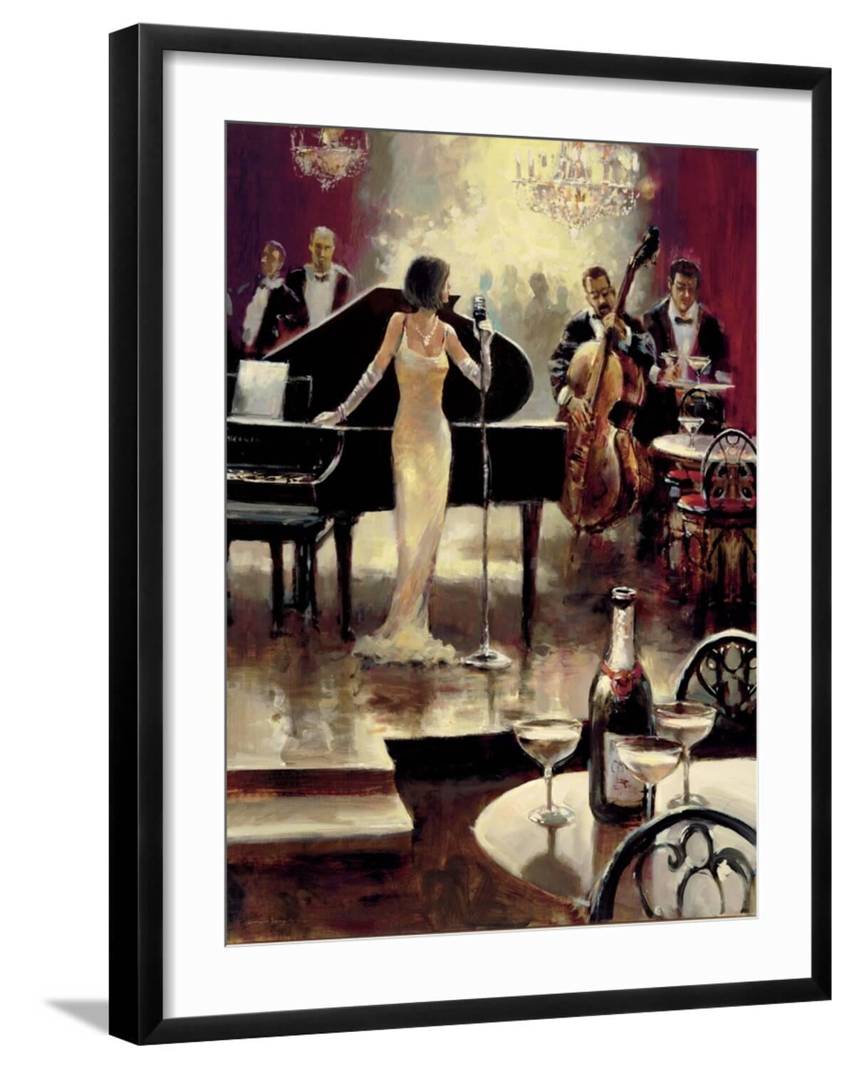 Art.com Jazz Night Out Art Print by Brent Heighton, Black Frame Wall ...