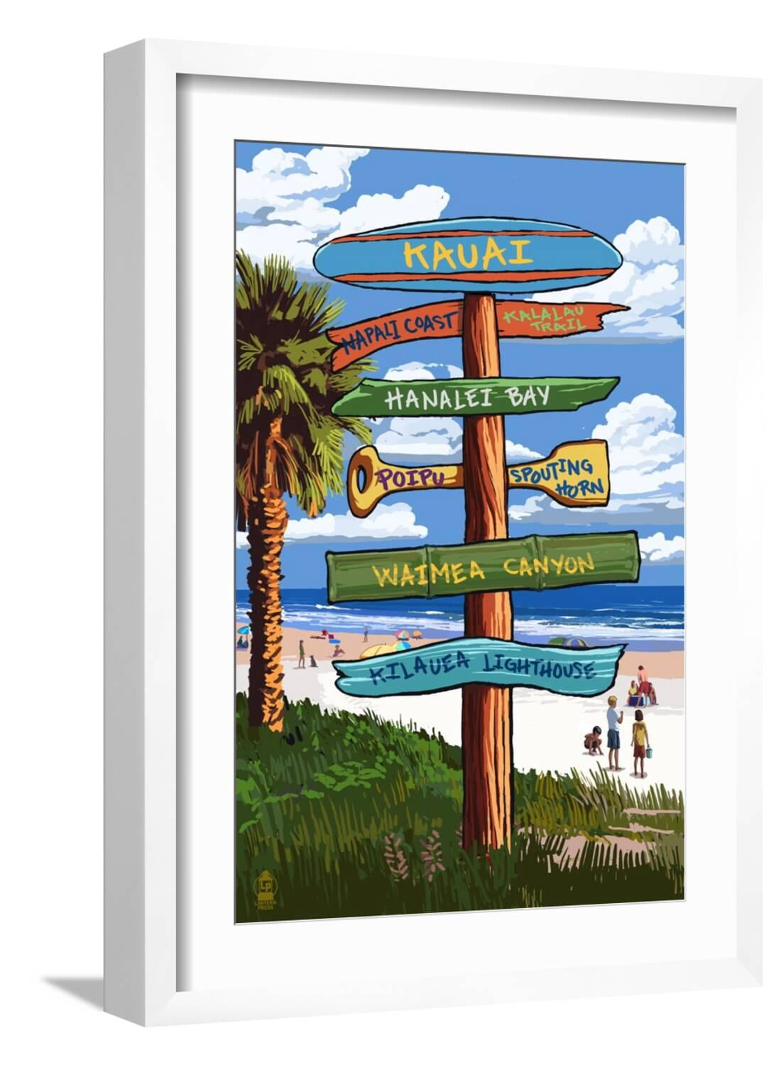 Art.com Kauai, Hawaii - Destination Signpost Art Print by Lantern Press ...