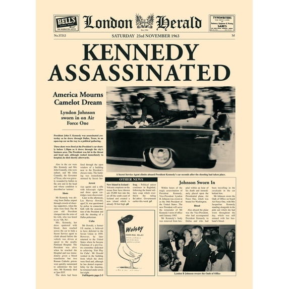 Art.com Kennedy Assassinated Art Print by The Vintage Collection, 12" x ...