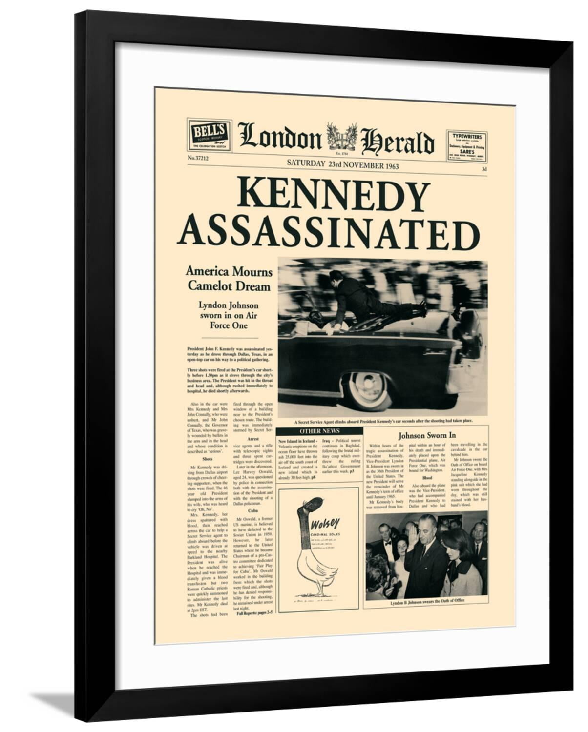 Art.com Kennedy Assassinated Art Print by The Vintage Collection, Black ...