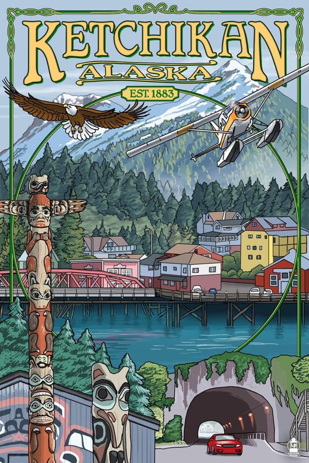 Art.com Ketchikan, Alaska Montage, c.2009 Art Print by Lantern Press ...