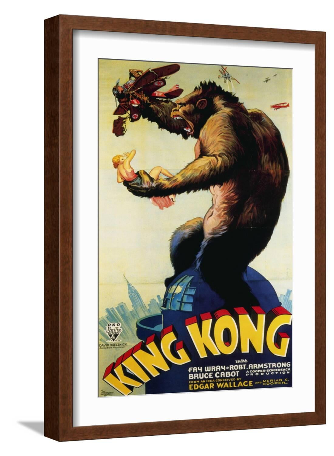 Art.com King Kong, Fay Wray, 1933 Art Print, Brown Frame Wall Art, 17 ...