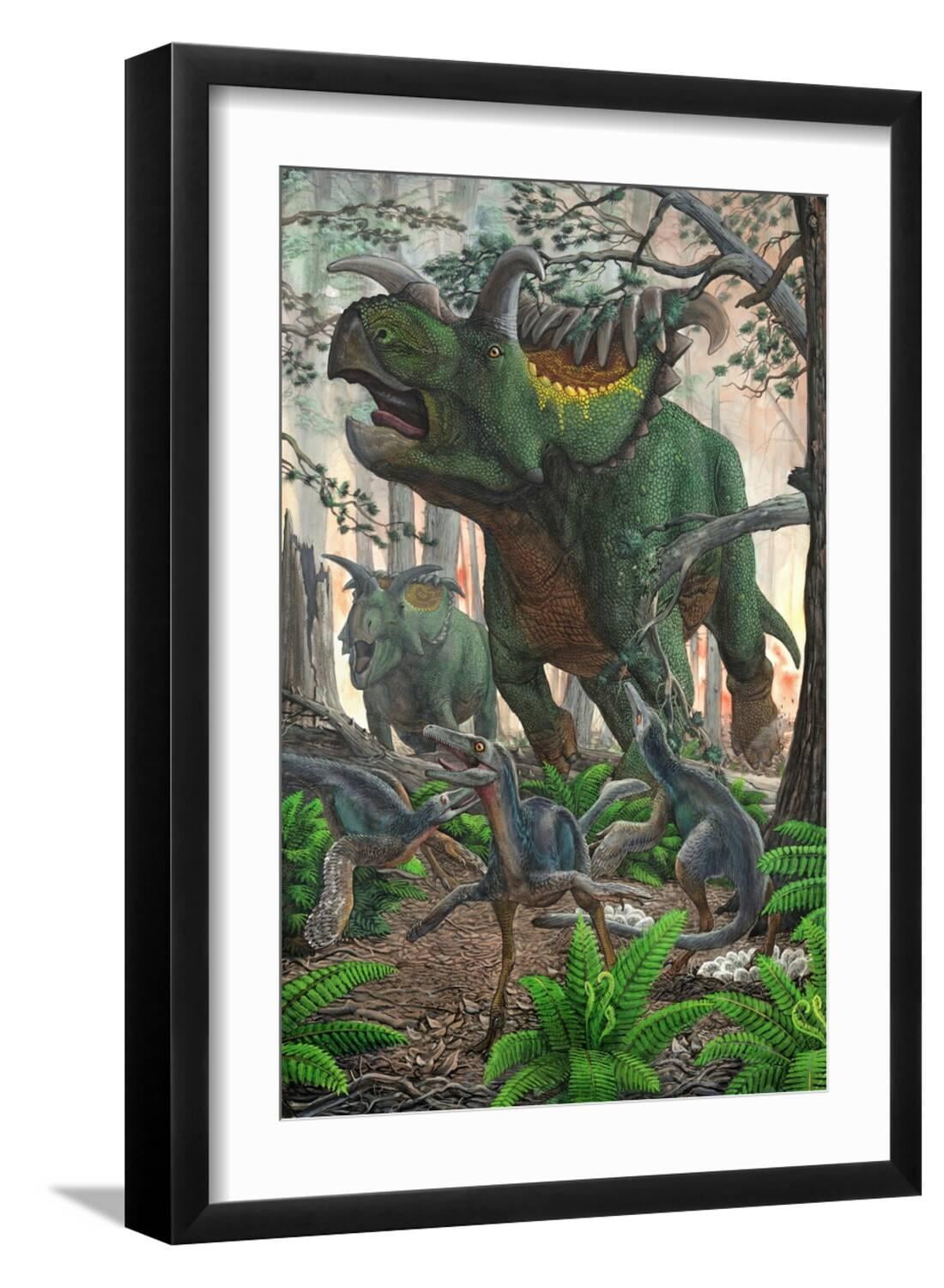 Art.com Kosmoceratops Tramples over Nesting Talos Dinosaurs While ...